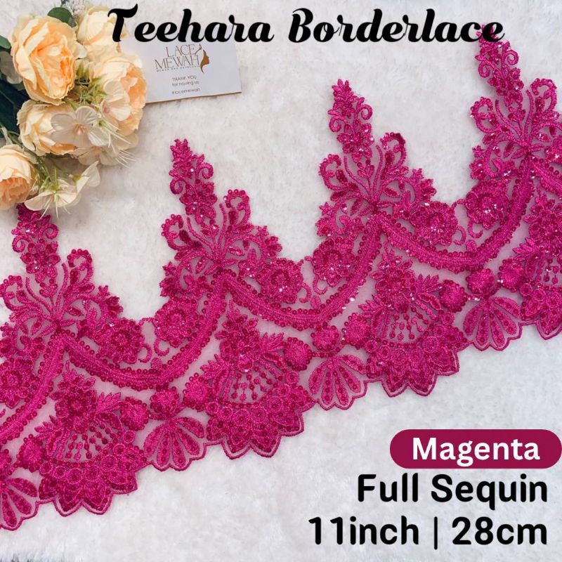 🔥LACE MARGENTA FUSHIA 🔥 BORDERLACE BAJU RAYA, LACE RAYA, KAIN PASANG ...