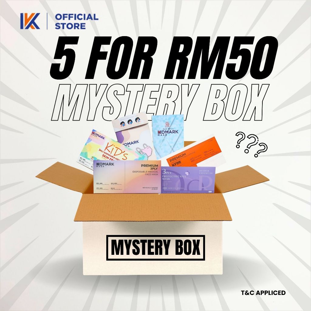 Komark Mask Mystery Defense Box: RM50 for 5 boxes Facemask | Shopee ...
