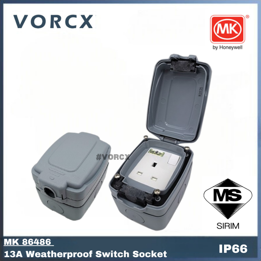 MK 86486 13A Weatherproof Switch Socket Grey IP66 | Shopee Malaysia