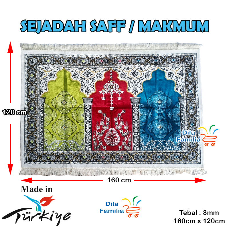 Sejadah Turki Saff Makmum Untuk Solat Jemaah 3 Orang Corak Abstrak ...