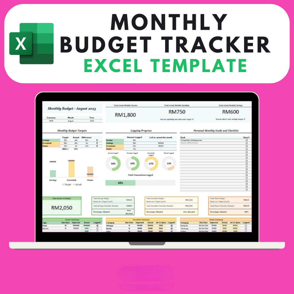 🔥INSTANT🔥 Easy to Use Monthly Budget Excel Template : Calendar View ...