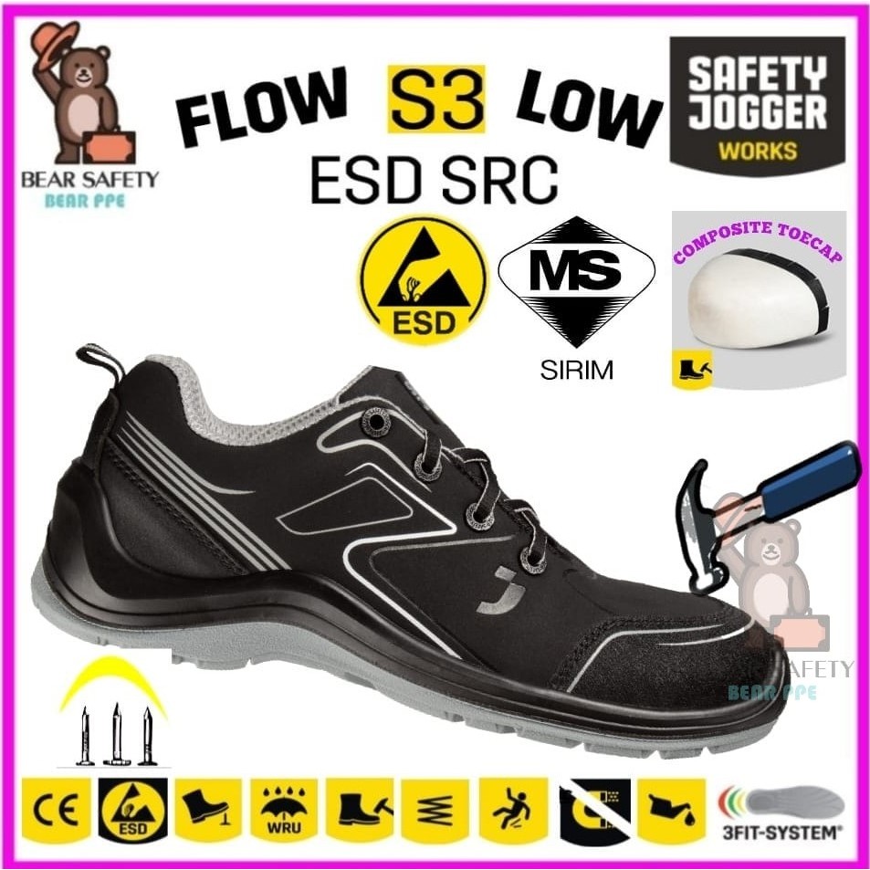 SAFETY JOGGER SAFETY SHOES - FLOW S3 (LOW CUT) ESD SRC WIith DOSH ...