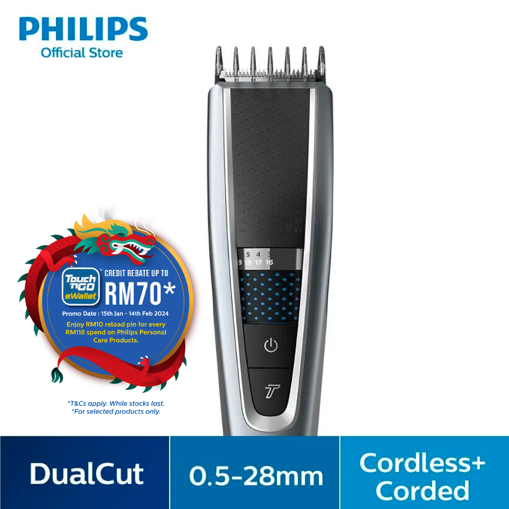 Philips 5000 Series Washable Hairclipper with Accessories and Pouch ...