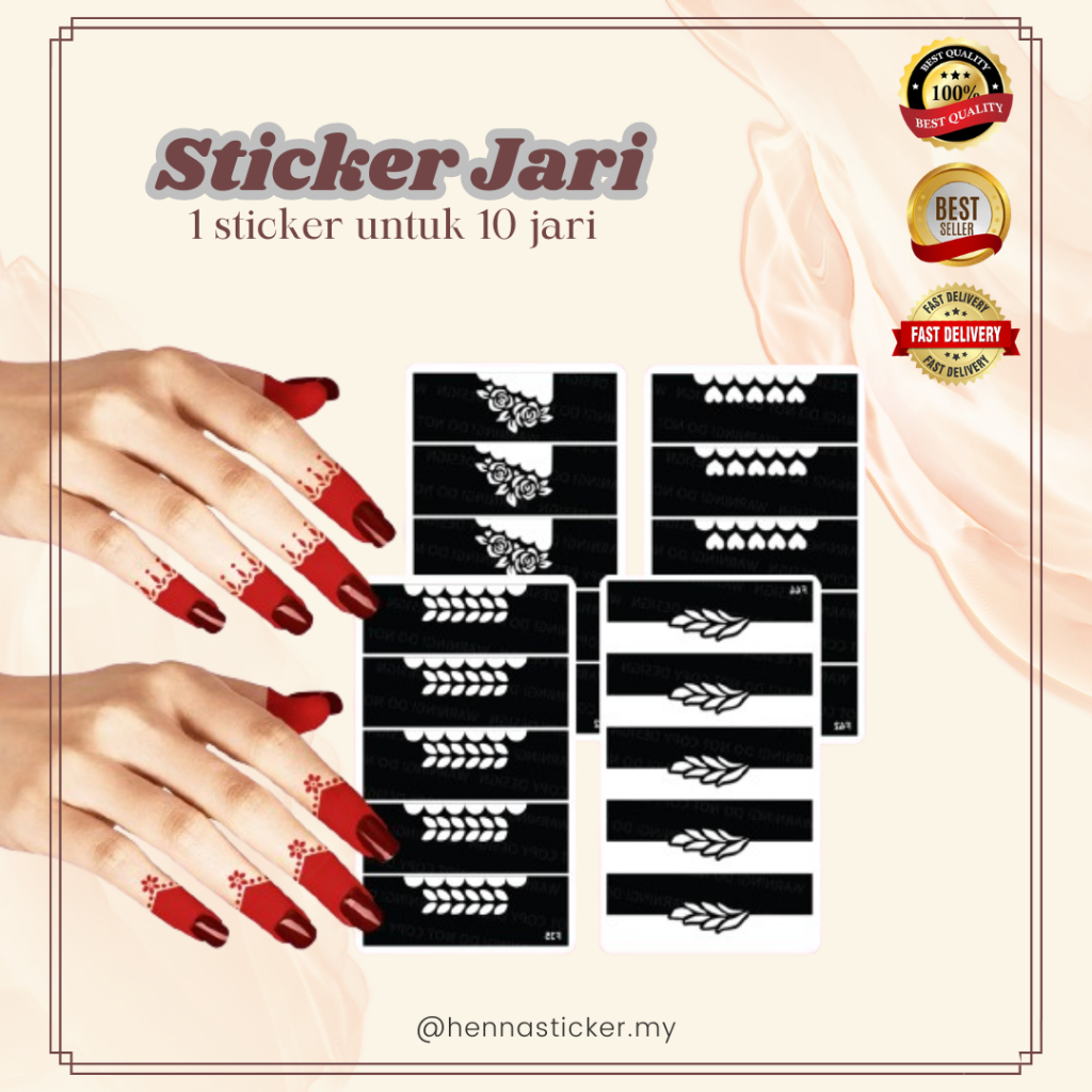 STICKER INAI CELUP MURAH / STICKER HENNA FINGER / STICKER INAI JARI ...