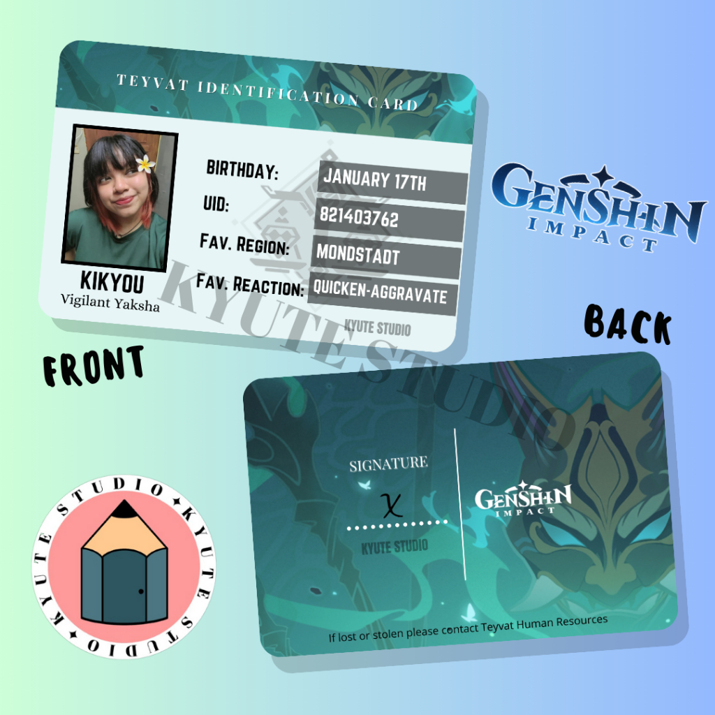CUSTOM Genshin Impact Player ID Card | Shopee Malaysia