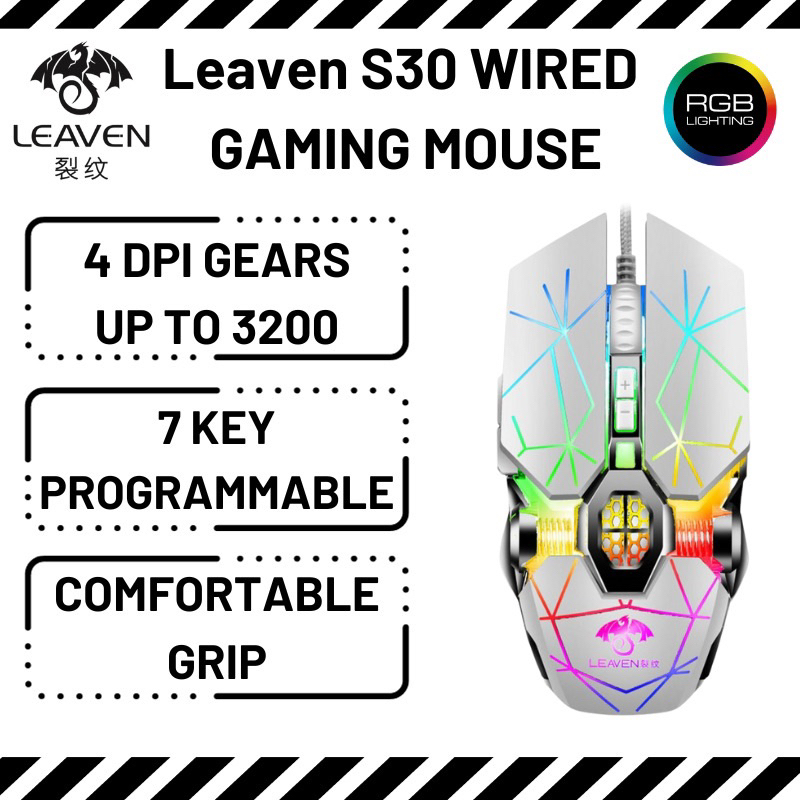 LEAVEN S30 Wired RGB Gaming Mouse 3200DPI Programmable Tetikus ...