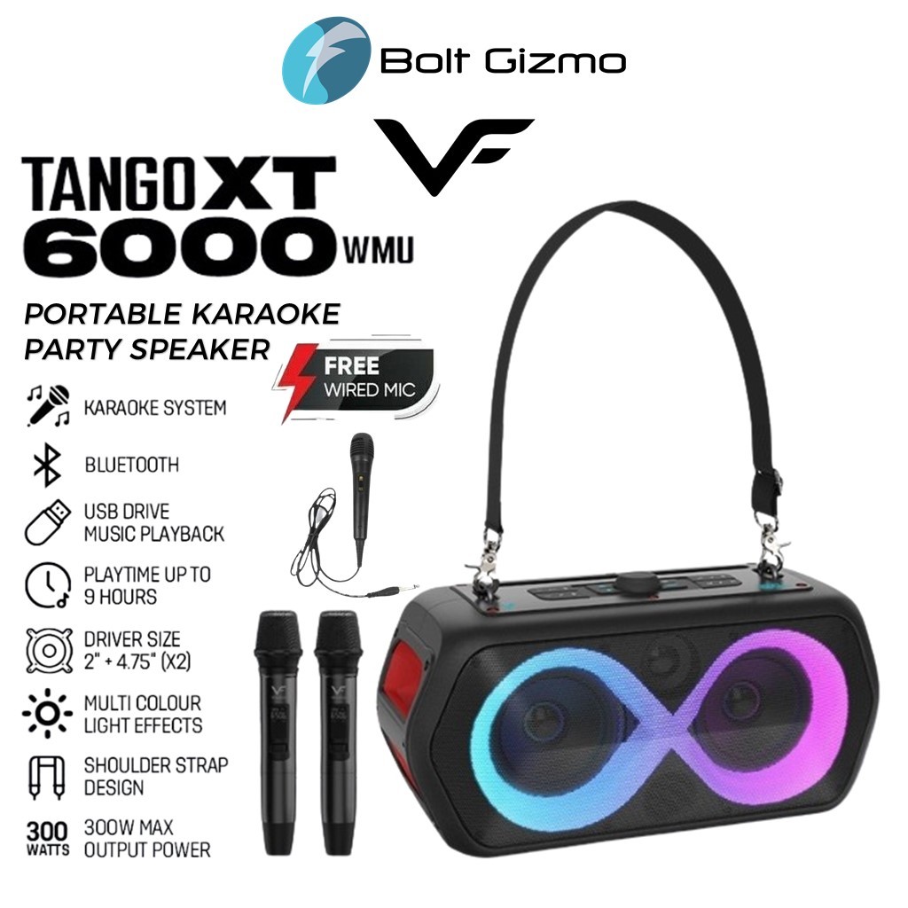 Vinnfier VF Tango XT6000 Portable Bluetoorh TWS Karaoke Speaker 300W ...