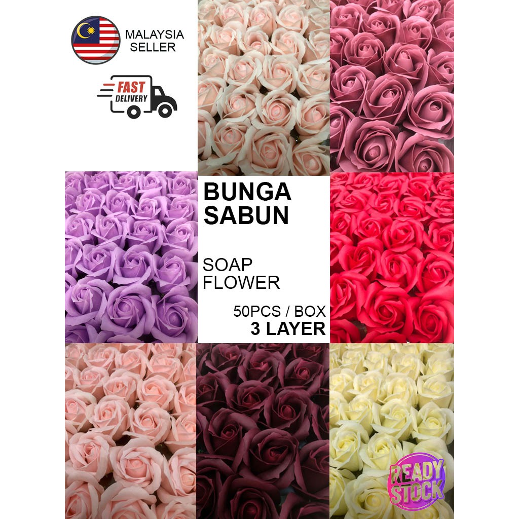 3 Layer Soap Flower Bunga Sabun (50pcs / Box ) | Shopee Malaysia
