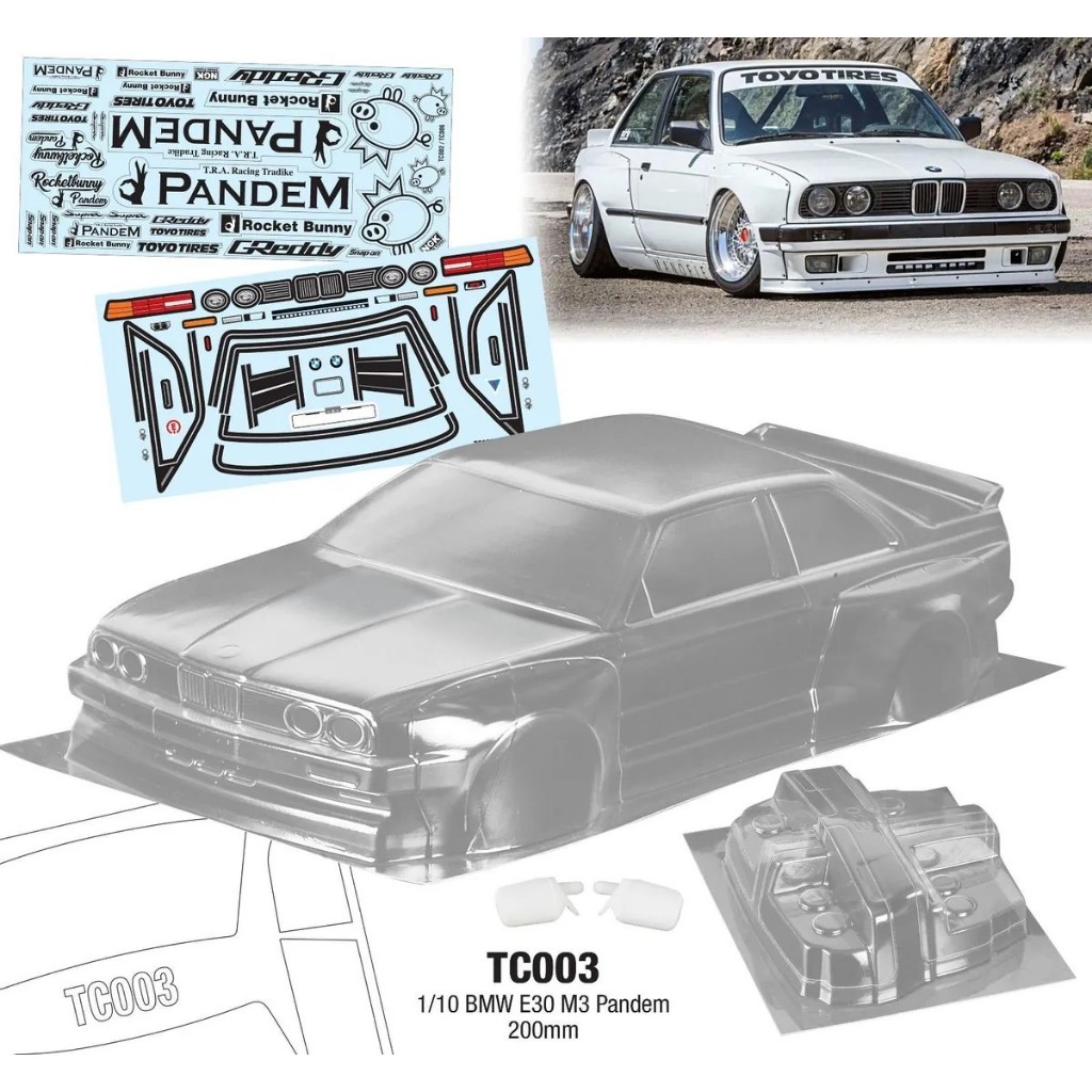 Team C Body Shell 1/10 Clear Body TC003 BMW E30 M3, 200mm | Shopee Malaysia