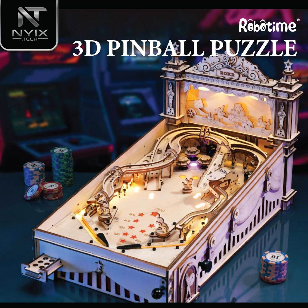3D Pinball Machine Wooden Jigsaw Puzzle Maker Gift Present Hadiah Cool ...