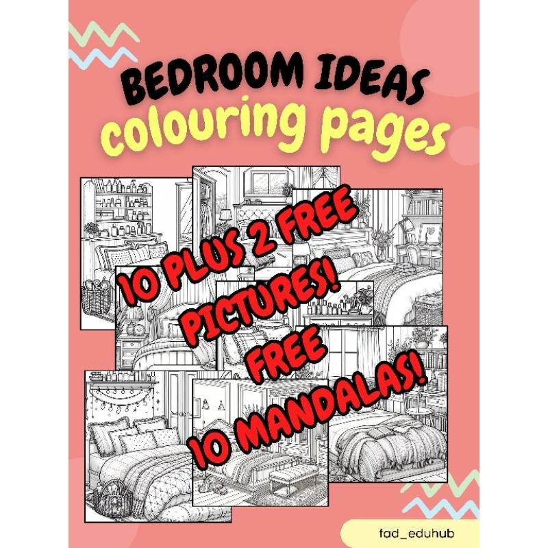 Printables colouring pages BEDROOM IDEAS for adult and kids | Shopee ...