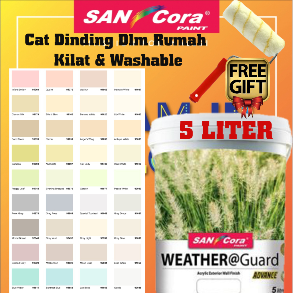 SANCORA WEATHER GUARD 5 LITER Exterior Wall Matt Paint / Cat Dinding ...