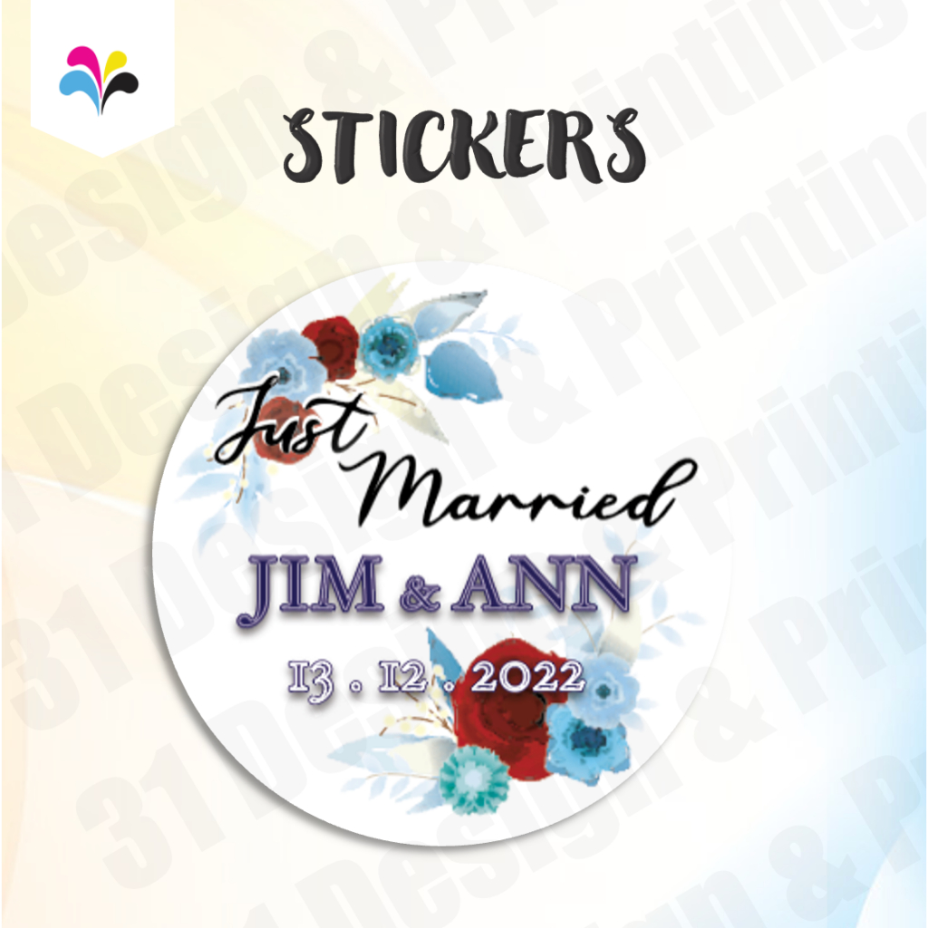 Just Married Stickers wedding customize name and date stiker nama dan ...
