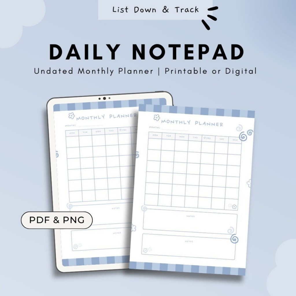 Undated Digital Planner | Pastel Notepad | Study Planner | Printable ...