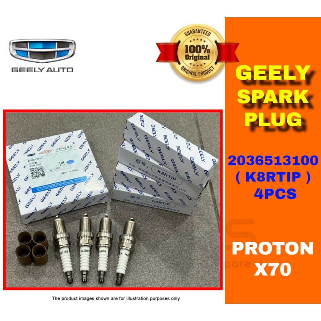 100 % ORIGINAL GEELY Iridium Spark Plug Set Proton X70 ( K8RTIP ...