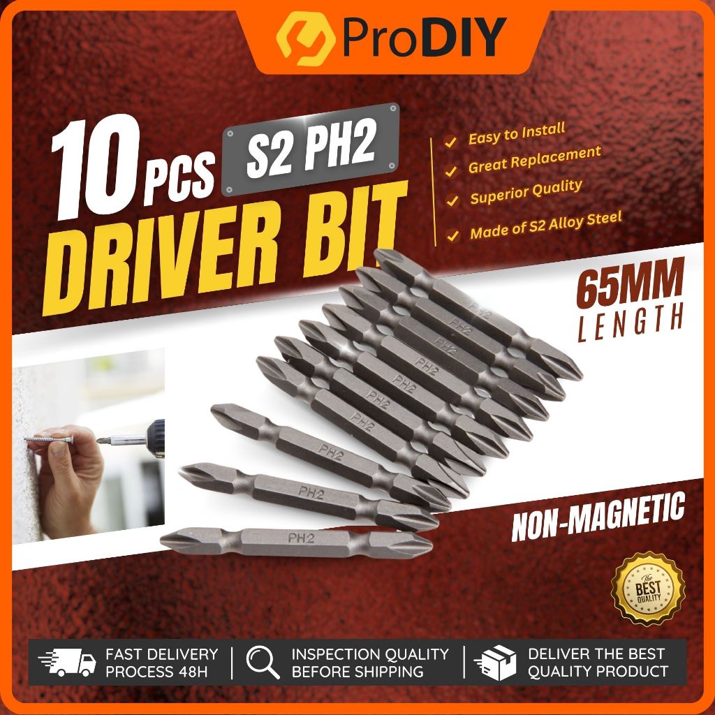 10PCS 65mm / 100mm Double End Driver Bit Power Tools Replacement S2 PH2 ...