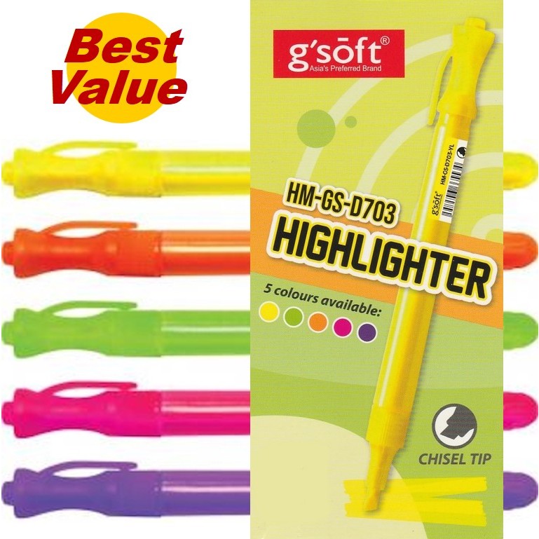 Gsoft Hiliter D703 Highlighter Marker Fluorescent Color | Shopee Malaysia