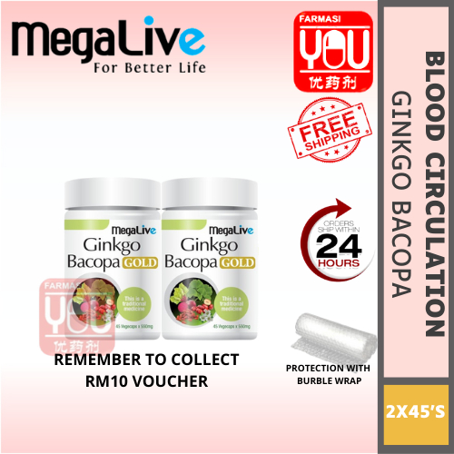 [YOUPHARMACY] MEGALIVE GINKGO BACOPA GOLD (45's/2X45'S VEGECAP ...