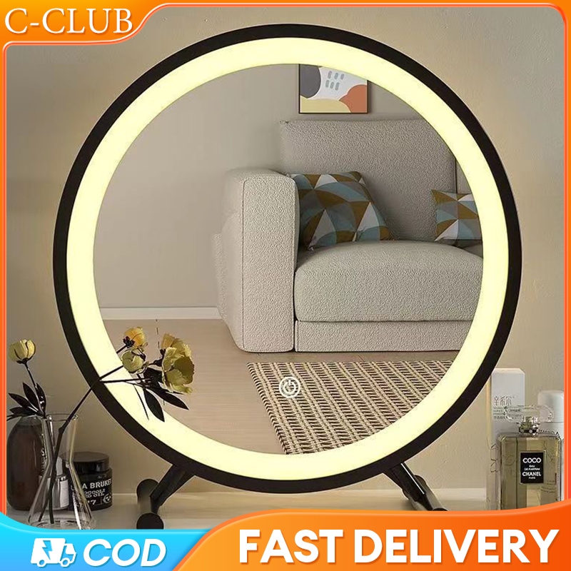 Light Vanity Mirror Desktop Makeup Mirror Stand Round Mirror Solek ...