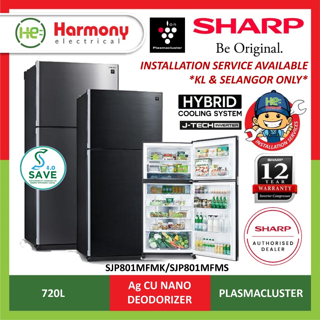 (FREE DELIVERY + INSTALL KL) SHARP SJP801MFMK / SJP801MFMS 2 Doors ...