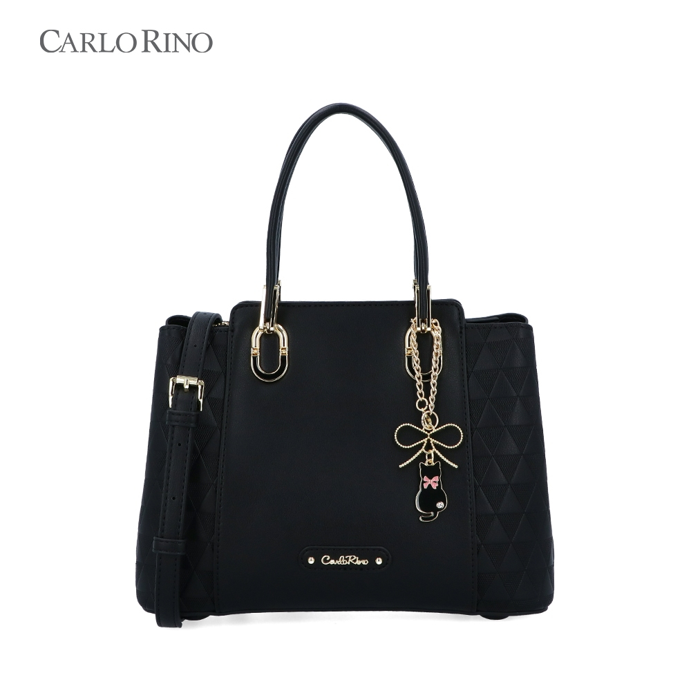 Carlo Rino Black Cleone Cat Charm Top Handle | Shopee Malaysia