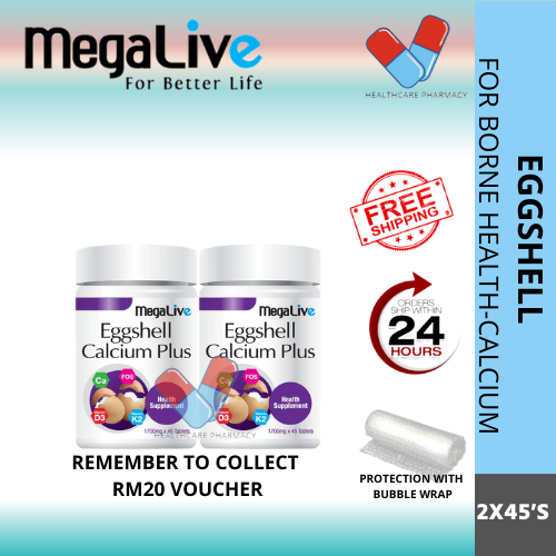 FAST SHIPPING!!! MegaLive Eggshell Calcium Plus (2x45's/ 45'S) | Shopee Malaysia