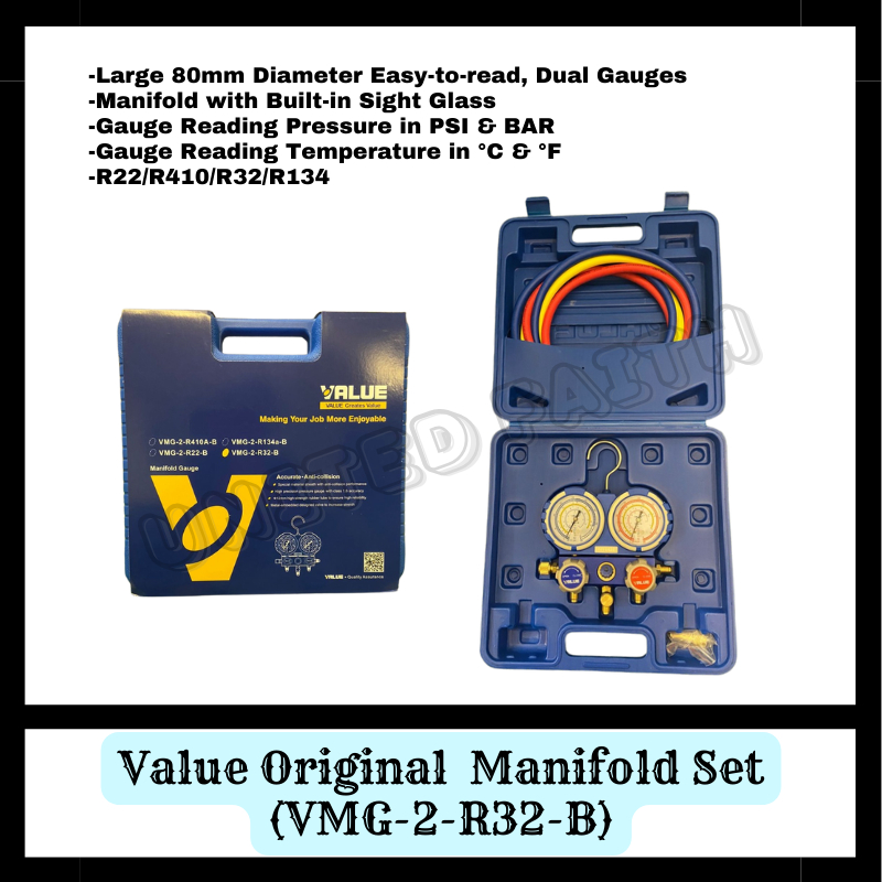 Value Original Manifold Set R22/R410/R32/R134 (VMG-2-R32-B) | Shopee ...