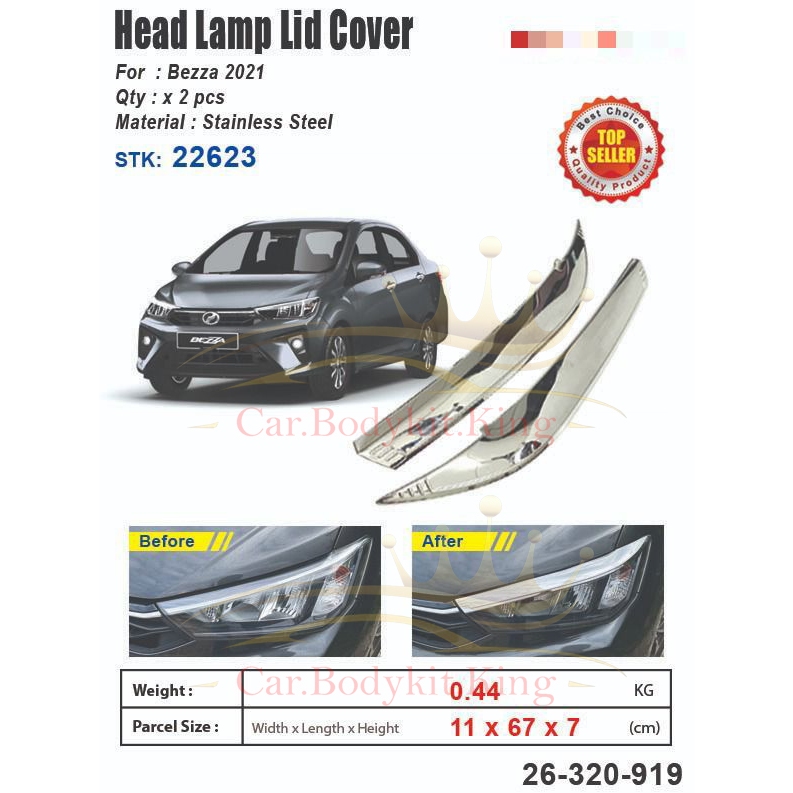PERODUA BEZZA 2021 2022 2023 HEAD LAMP LID COVER EYE LID STAINLEASS ...