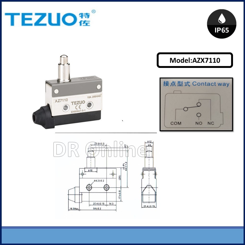 TEZUO LIMIT SWITCH MINI TYPE AZX7 SERIES,7311/7144/7141/7140/7124/7120/7166/7312/7121/7310 ...