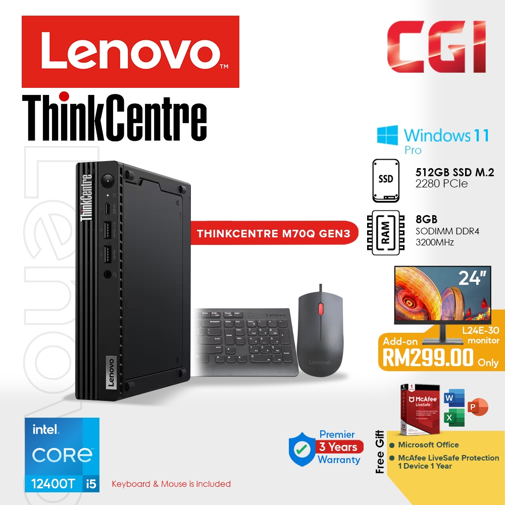 Lenovo ThinkCentre M70Q Gen 3 i5-12400T 8GB RAM 512GB SSD Win11Pro With ...