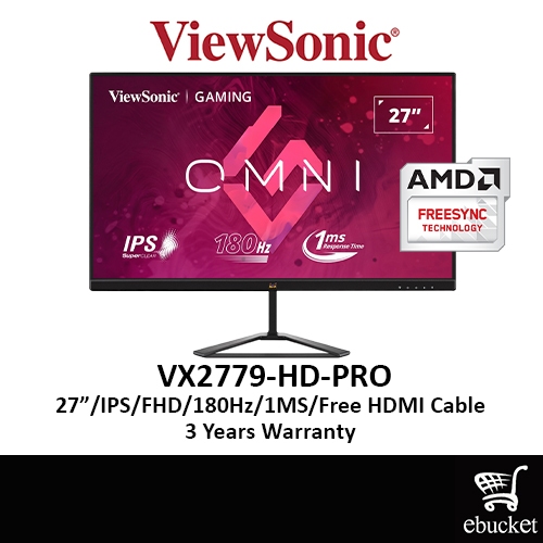VIEWSONIC 27” VX2779-HD-PRO FULL HD (1920x1080P @180Hz) LED IPS GAMING ...