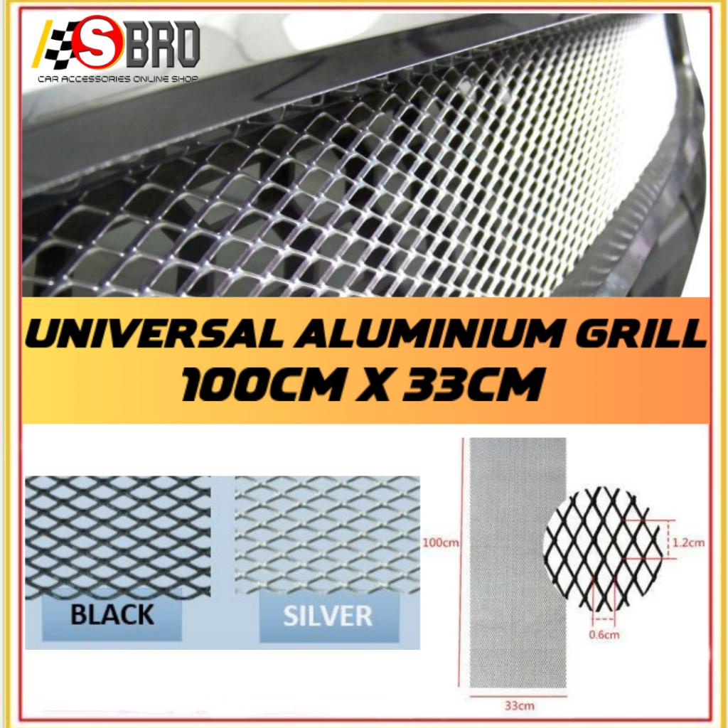 Universal Car Aluminium Grill 100CM X 33CM- 1 Pcs (Silver / Black ...