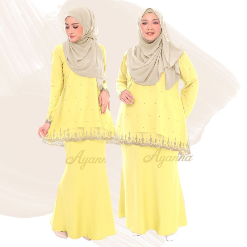 YELLOW PLUS SIZE KURUNG / BAJU RAYA / READY STOCK / BAJU KURUNG MODEN ...