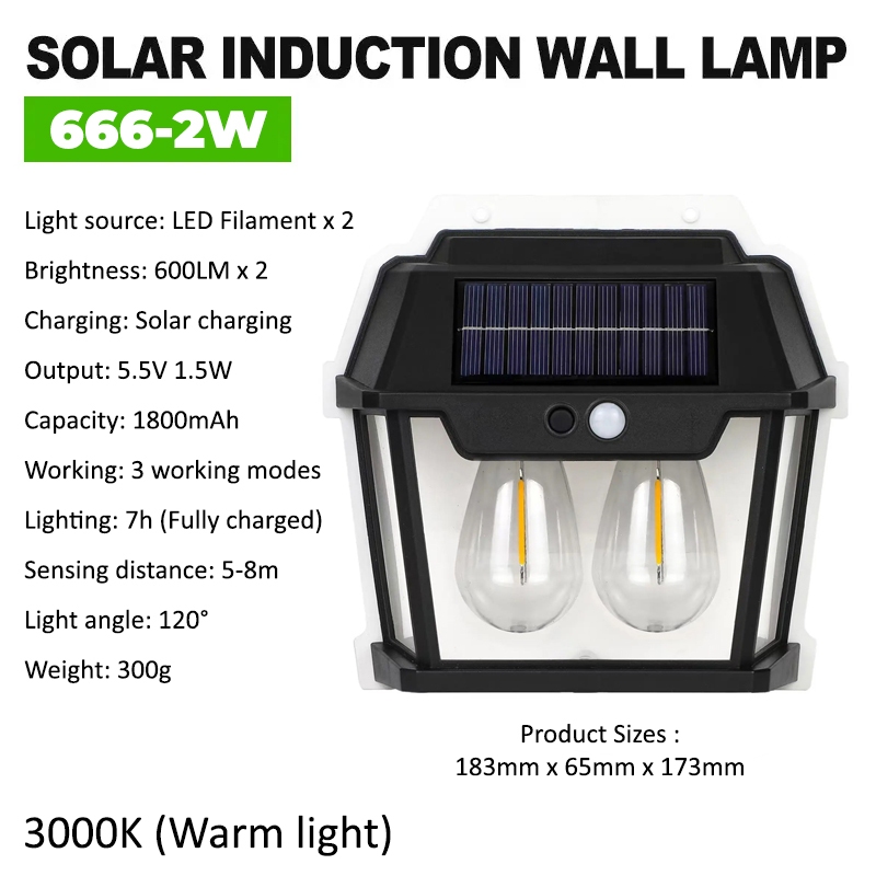 Warm LED Solar Wall Light Outdoor Lighting Motion Sensor Automatic Night Light Lampu Solar ...
