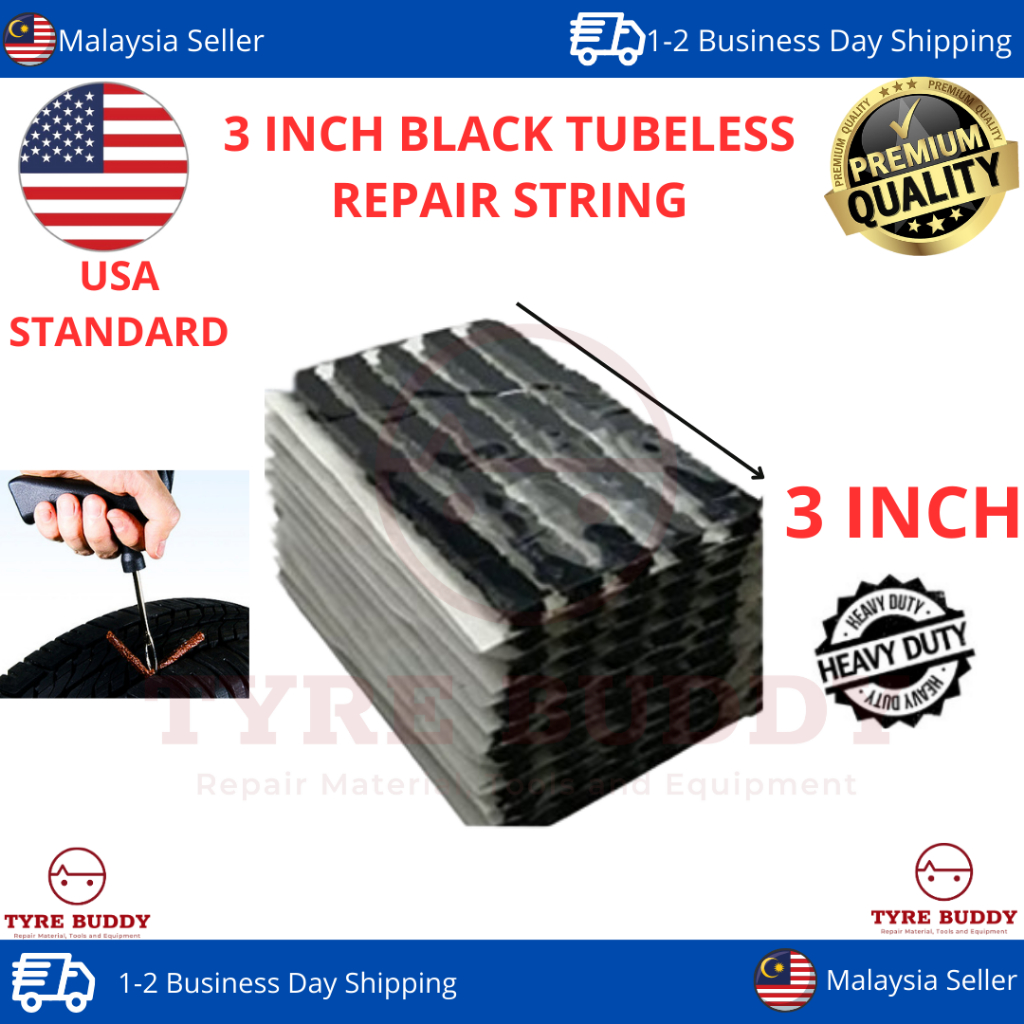 Tubeless Tyre Puncture Repair String Black 3 Inch & 9 Inch 5pcs/pack ...