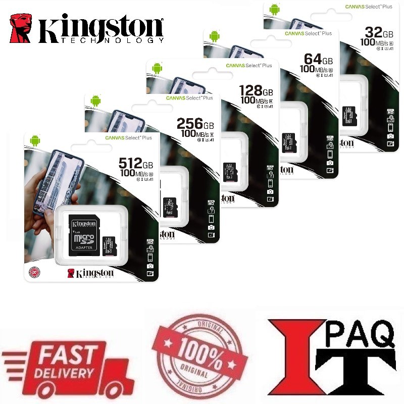 Kingston SDCS2 Canvas Select Plus Micro SD Memory Card / Micro SD Card (64GB / 128GB / 256GB ...