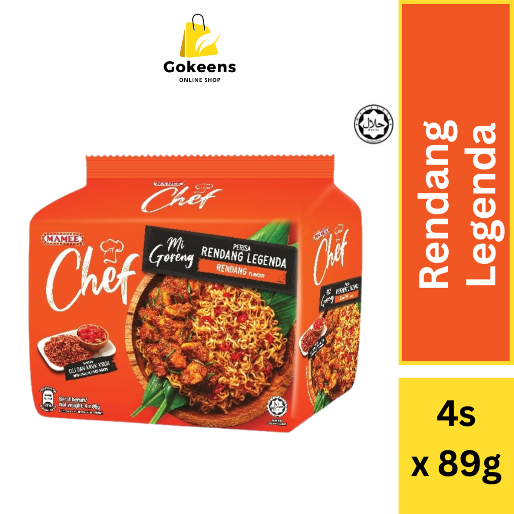 MAMEE Chef Rendang Mi Goreng Instant Noodles 4 packs x 89g | Shopee ...