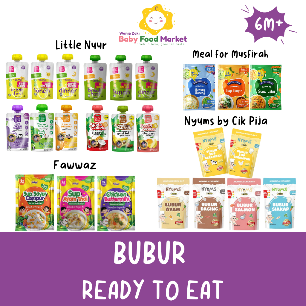 LITTLE NUUR BABY PORIDDGE READY TO EAT COMPLETE MEAL TRAVEL BABYFOOD ...