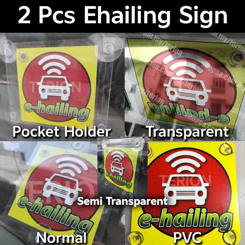 2 Pcs Ehailing Sign (15x15cm) with Suction Cup Mount JPJ APAD SPAD ...