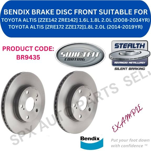 BENDIX GENUINE DISC BRAKE ROTOR (FRONT) FOR TOYOTA ALTIS [ZZE141 ...