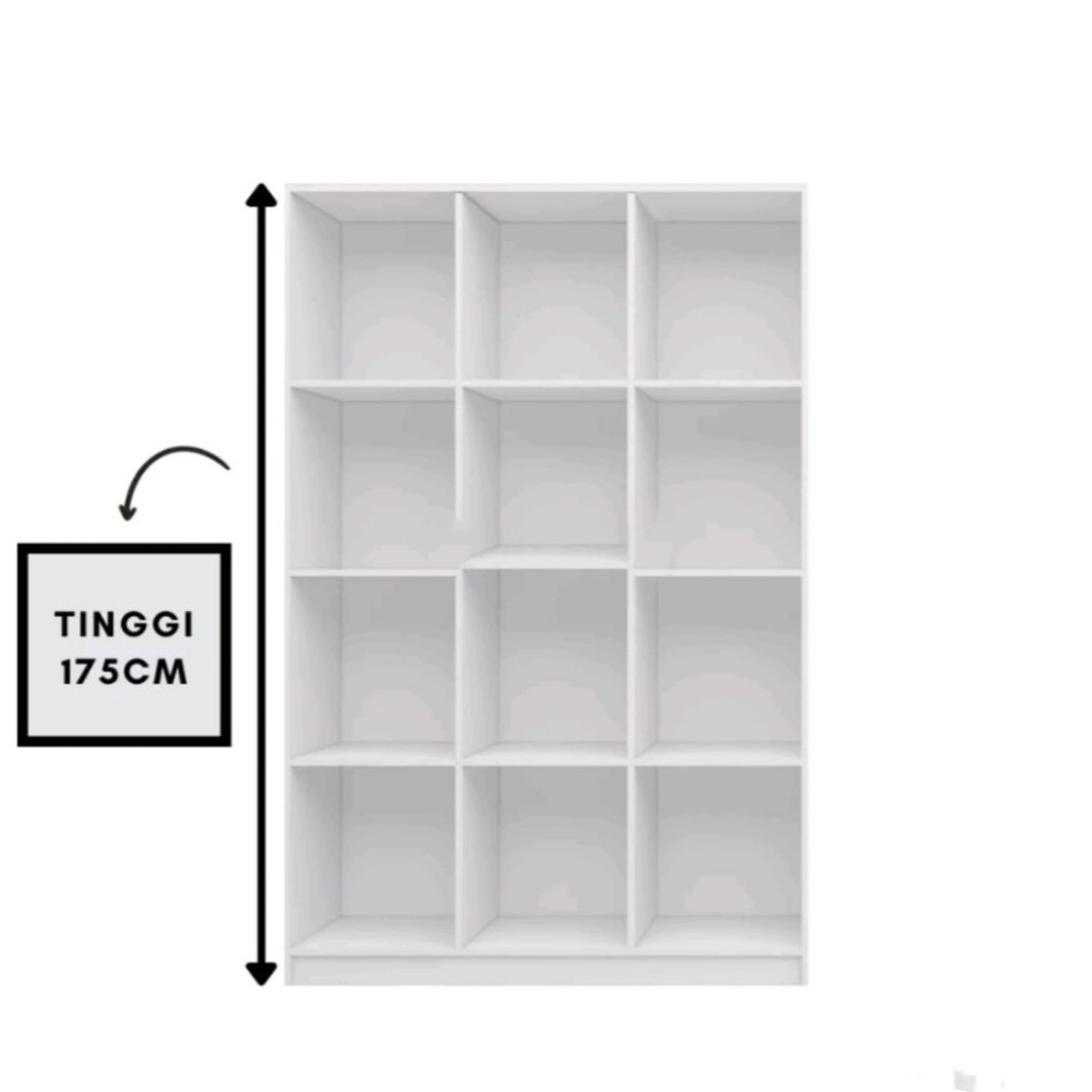 12 Box Book Shelf Book Rack Rak Buku Divider Cabinet with 12 ...