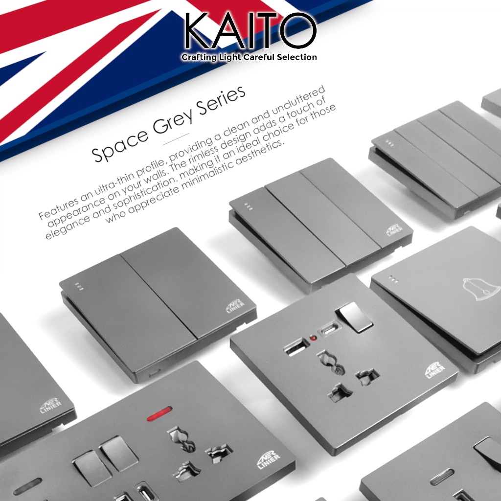 KAITO Ultra Slim Light Switch 1 / 2 / 3 / 4 Gang Switch 1 Way 2 Way ...