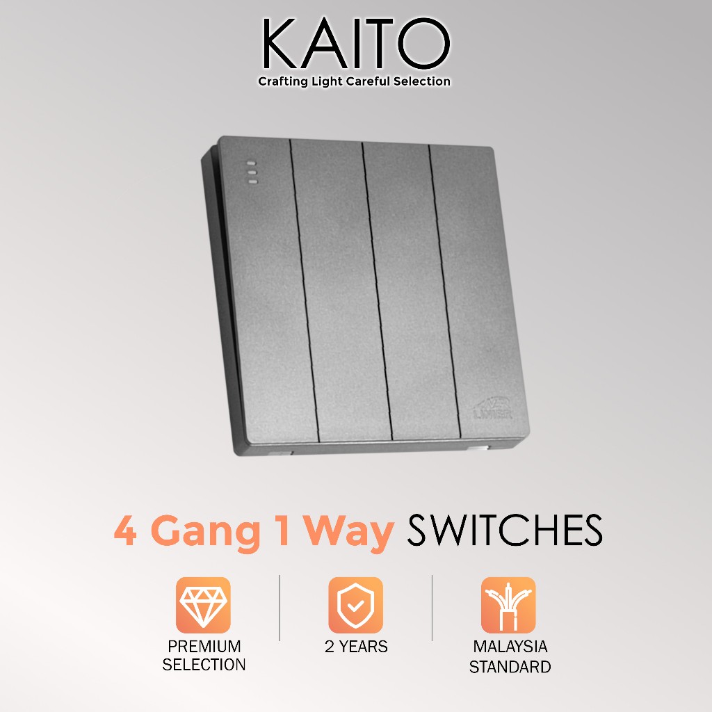 KAITO Ultra Slim Light Switch 1 / 2 / 3 / 4 Gang Switch 1 Way 2 Way ...