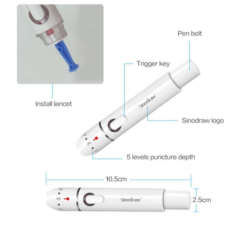[Free 50 Lancets] Premium Quality Lancet Pen Sinodraw Painless Lancing ...
