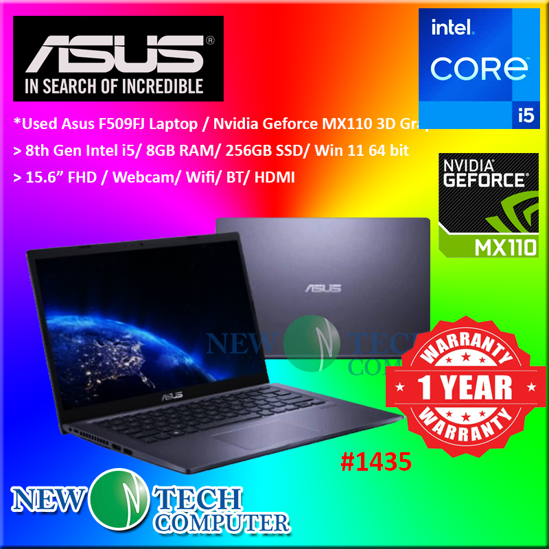 #1435 *Used Asus X508FB Intel Core i5-8265U 8GB 256GB SSD Nvidia ...