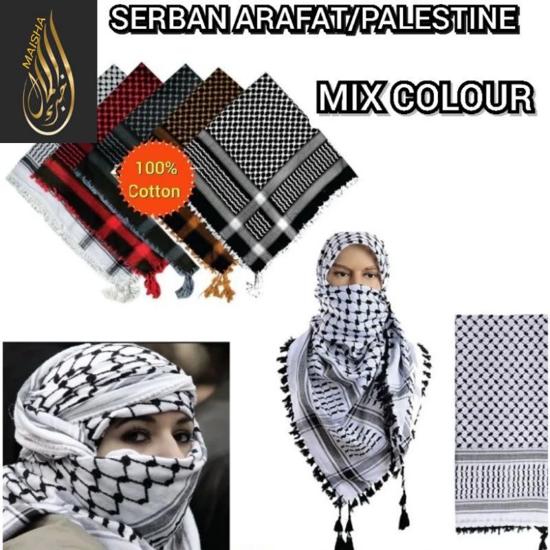 SERBAN ARAFAT/SERBAN PALESTINE BEST QUALLITY (100% COTTON) SIZE 56X56 ...