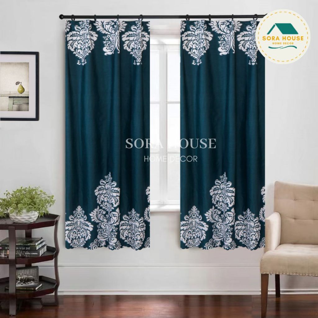 [RCJ⚜] SORA BATIK Semi Blackout Curtain 2IN1 Hook Rod Langsir Raya ...