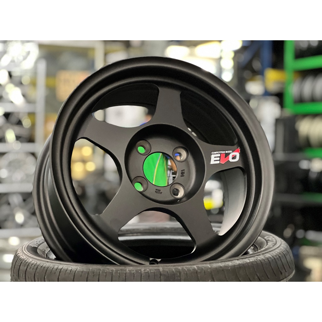 New 15x7J AOW Evo Regamaster Flow Formed Rim (set of 4) Matte Black 4x100 for Myvi Bezza Axia ...