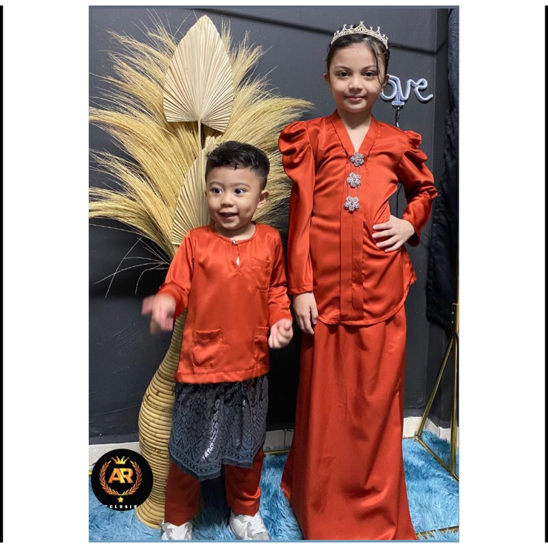 BAJU MELAYU SET BOY END GRIL RAYA 2024 HOT COLOR ORANGE BRICK | Shopee ...