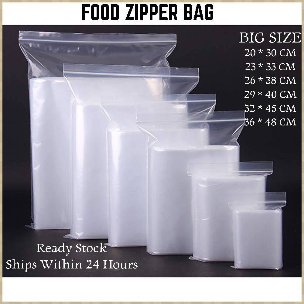 (100pcs) Big Size Plastik Transparent Ziplock/Food Zipper Bag/Packaging ...